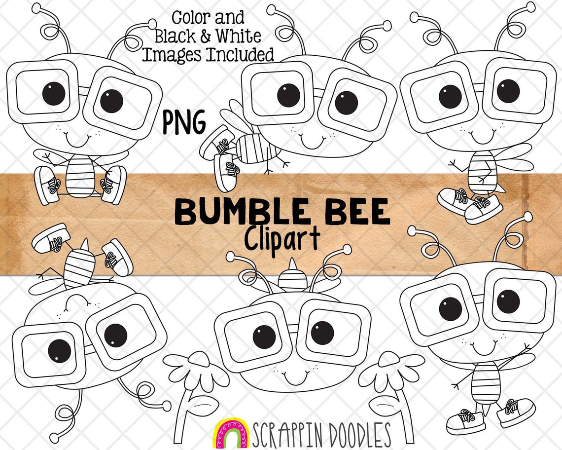 Bumble Bee Clipart Commercial Use Sublimation Hand Drawn - Etsy