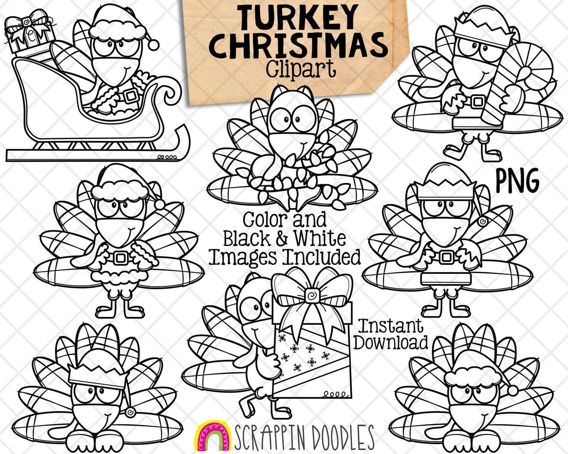 Turkey Christmas Clip Art Commercial Use Turkey Clipart Christmas ...