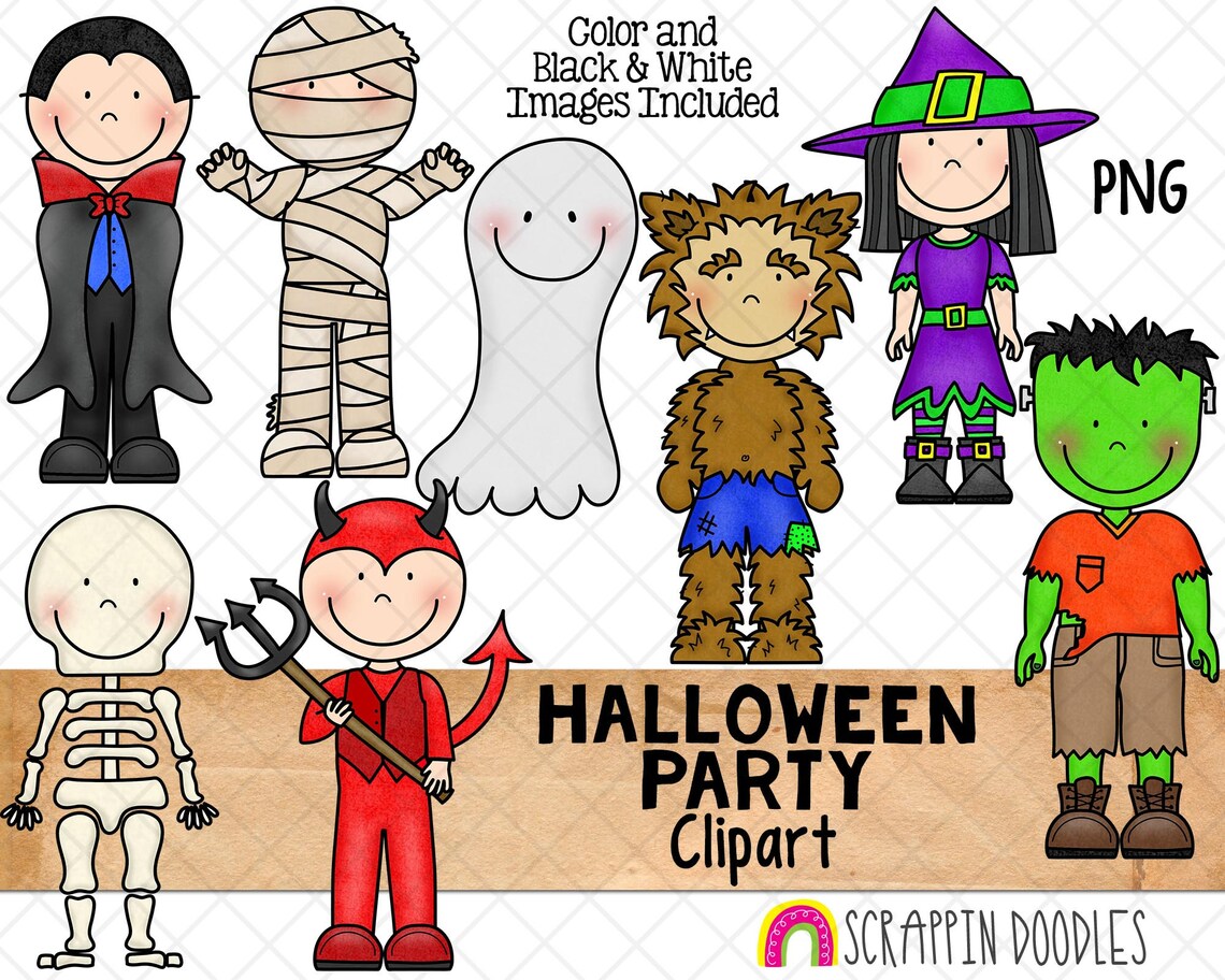 Halloween Clipart Halloween Party Costume Graphics - Etsy