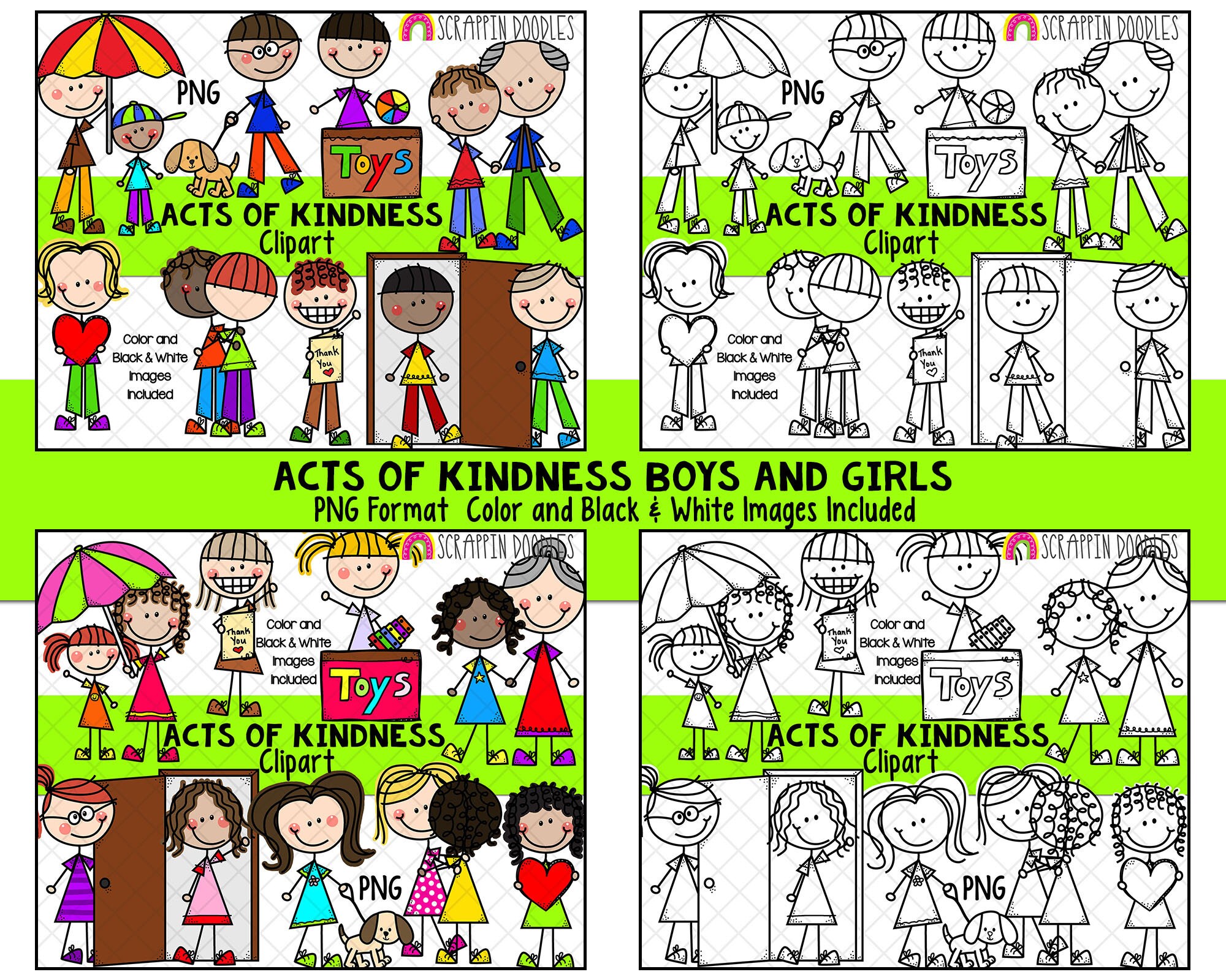 Doodle Kids Clipart Bundle Doodle Boys and Girls Bundle 1 | Etsy