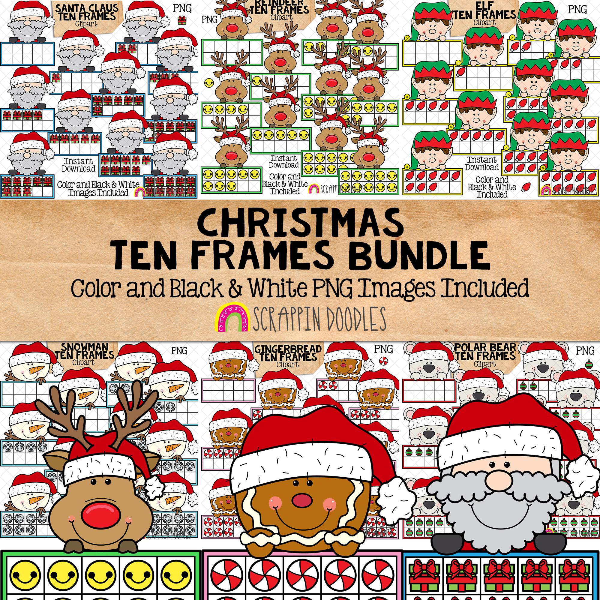 Christmas Ten Frames Clipart Bundle - Santa - Gingerbread - Elf ...