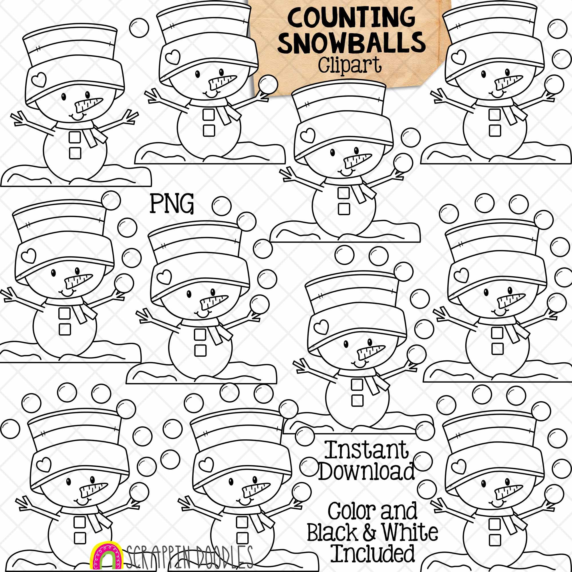 Counting Snowballs Clipart - Winter Snowman Juggling Snow Balls ...