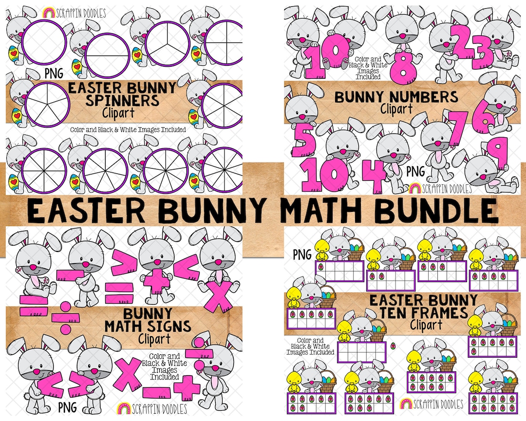 Easter Bunny Math Clipart Bundle - Numbers - Spinners - Ten Frames ...
