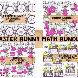 Easter Bunny Math Clipart Bundle - Numbers - Spinners - Ten Frames ...