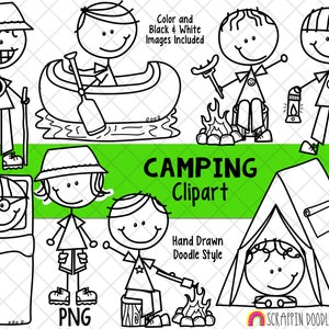 Camping Clipart Doodle Boys Camping Backpacking Clipart | Etsy