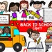 Back to School Clipart Doodle Girls School School Bus - Etsy Canada
