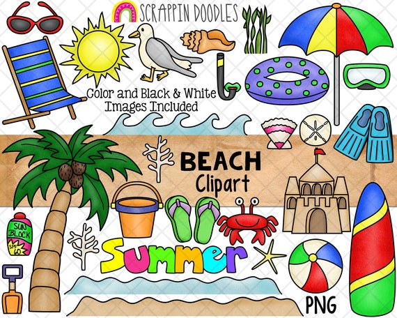 Summer Beach Clip Art Black And White