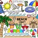 Beach Clipart Sandcastle Summer Sea Clip Art Palm Tree Surf Board Beach ...