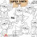 Super Santa Claus Clipart - Christmas Super Hero Clip Art - Hand Drawn ...