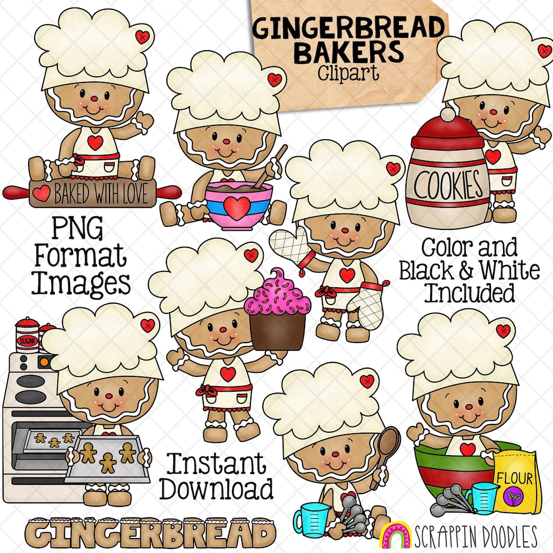 Gingerbread Clip Art - Ginger Bread Baking - Cute Christmas Cookie ...