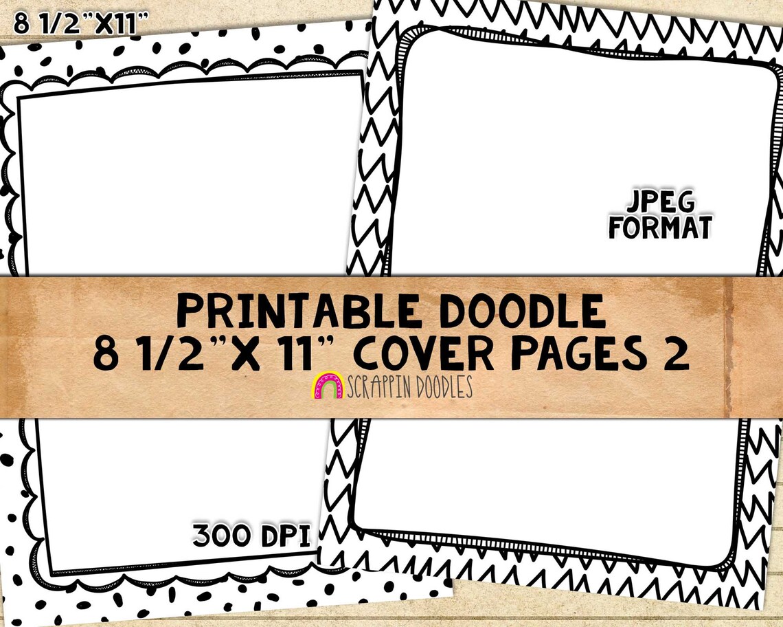Doodle Cover Pages set 2 Hand Doodled 8 1/2 X - Etsy