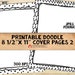 Doodle Cover Pages set 2 Hand Doodled 8 1/2 X 11 Ready to Print Black ...