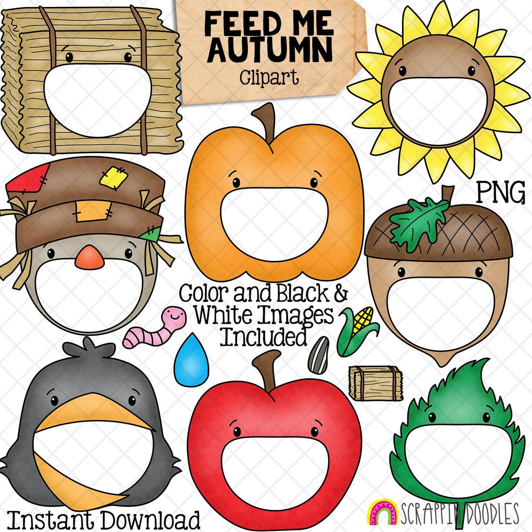 Feed Me Autumn Clipart - Feeding Open Mouth - Hay Bale - Pumpkin ...