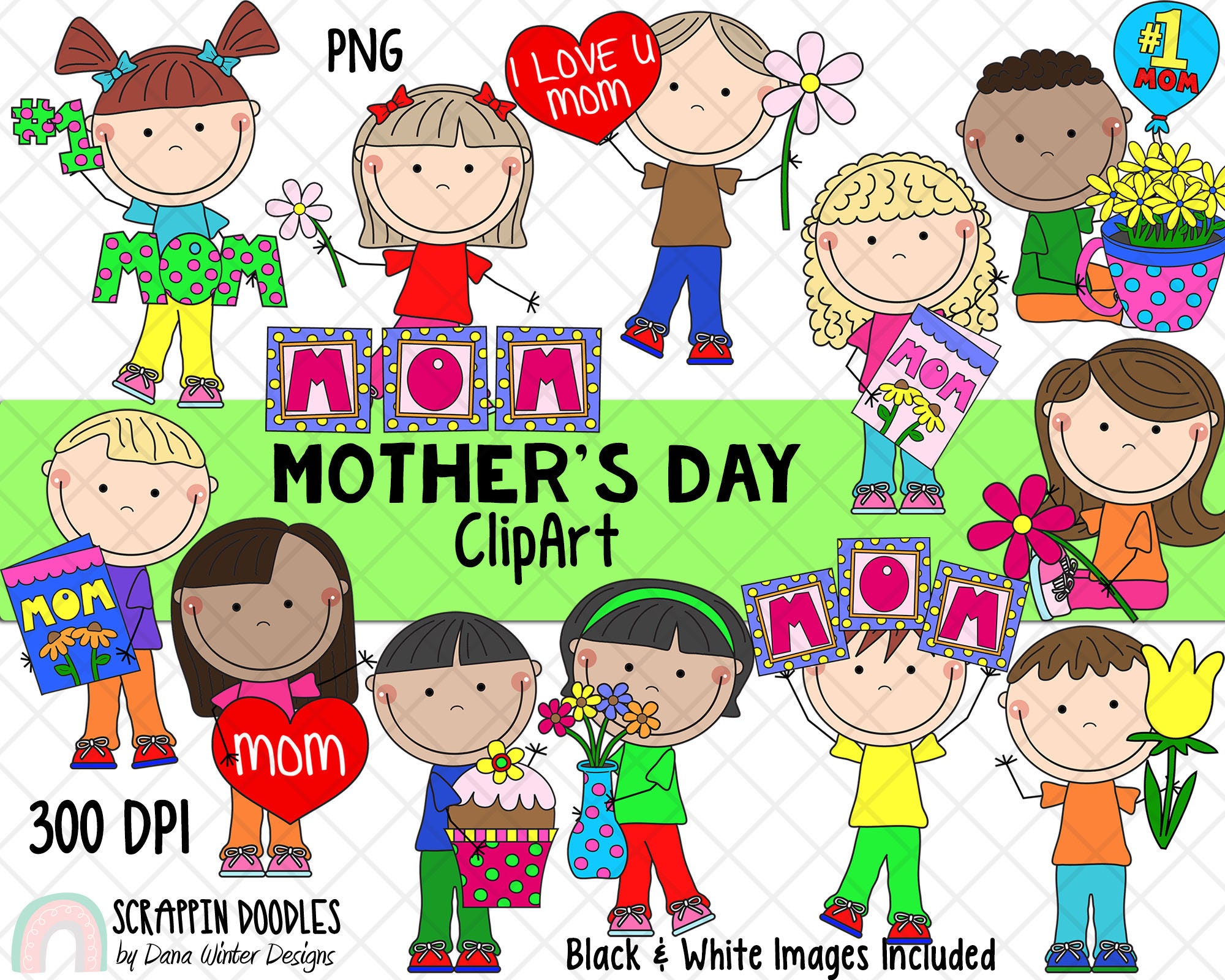 Mothers Day Clipart Mothers Day Kids Clipart Mom Clipart - Etsy