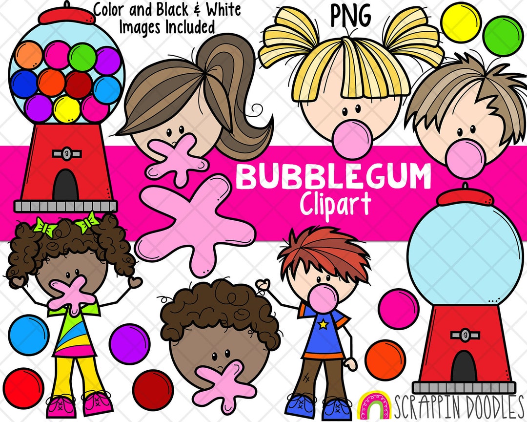 Bubblegum Clipart - Gumball Machine Clipart - Blowing Bubbles ...
