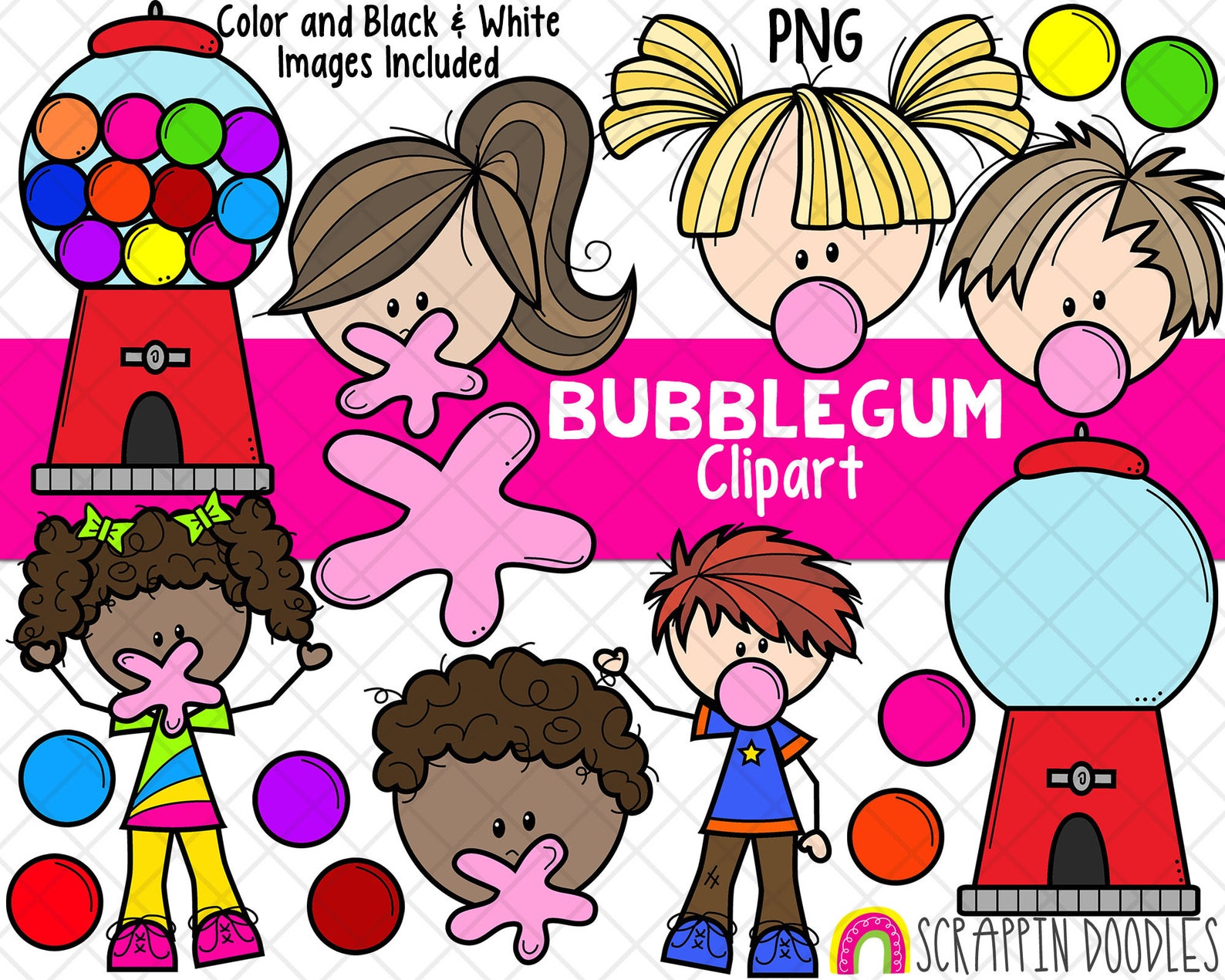 Bubblegum Clipart Gumball Machine Clipart Blowing Bubbles Gumballs ...