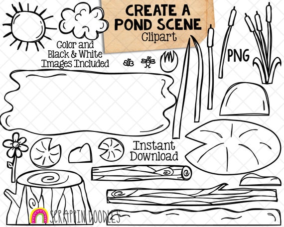 Pond Clip Art Black And White