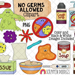 Germs Clipart - Hygiene - Coughing in Arm Clip Art - Sneezing in Tissue ...