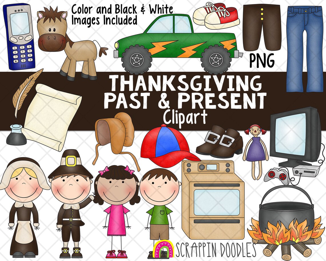 Thanksgiving Past Clipart Thanksgiving Present Graphics - Etsy