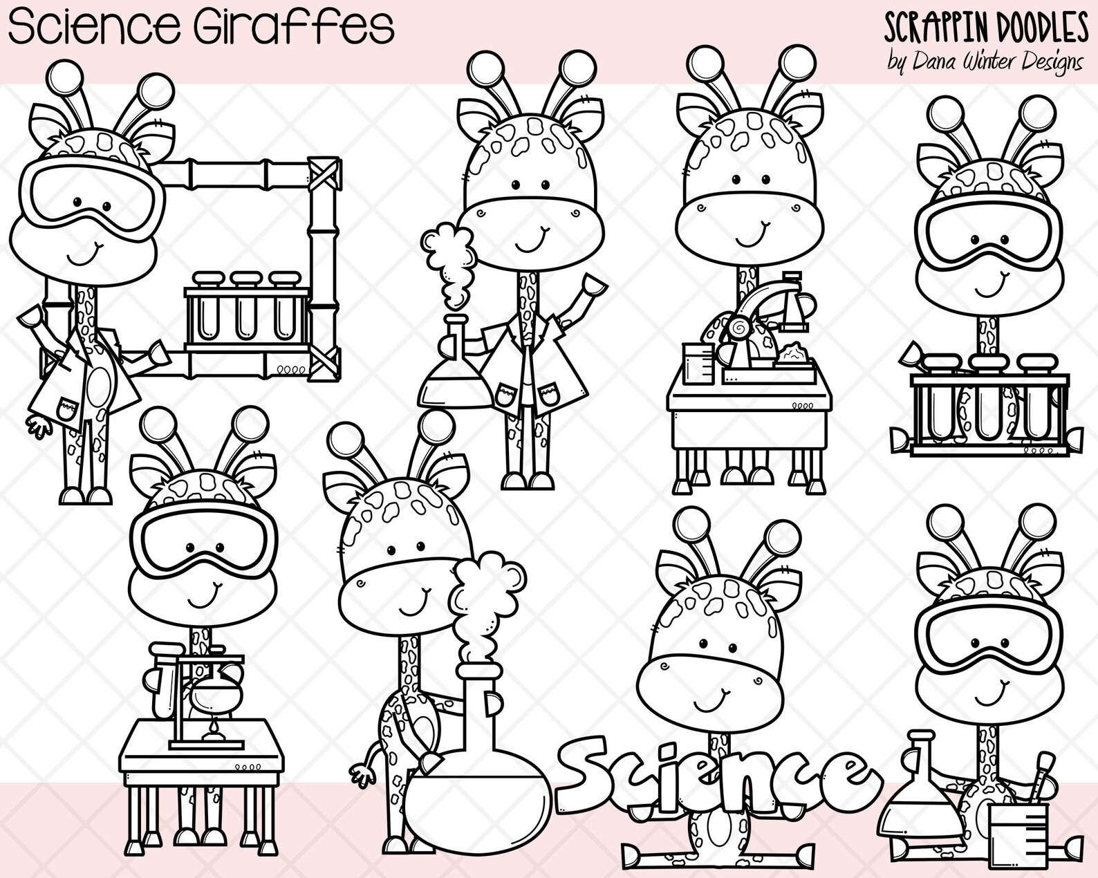 Science Giraffes Clip Art Cute Commercial Use Giraffe - Etsy