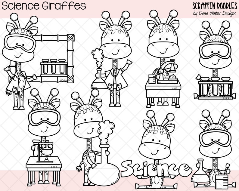 Science Giraffes Clip Art Cute Commercial Use Giraffe Clipart School Giraffe Graphics scrappin ...