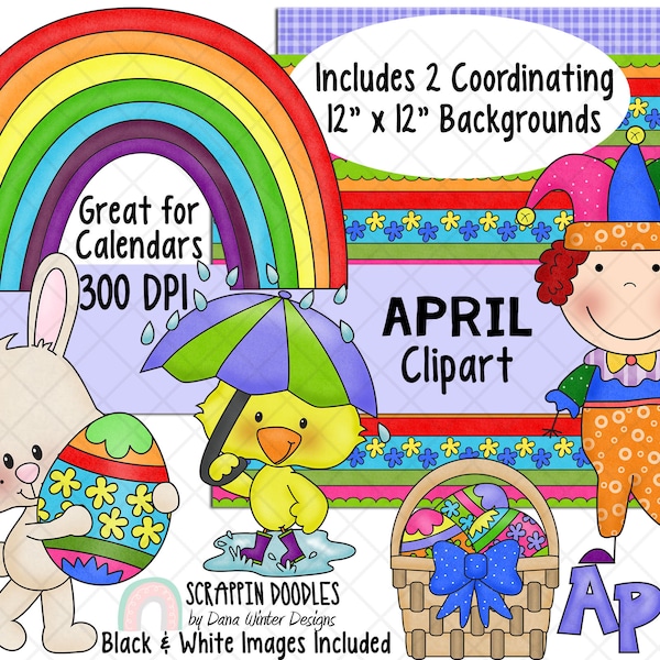 April Easter Clipart - Etsy