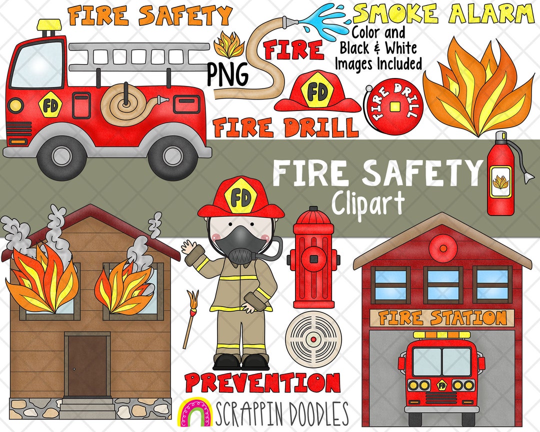 Fire Safety Clipart - Fire Fighter Clipart - Firetruck Clipart - Smoke ...