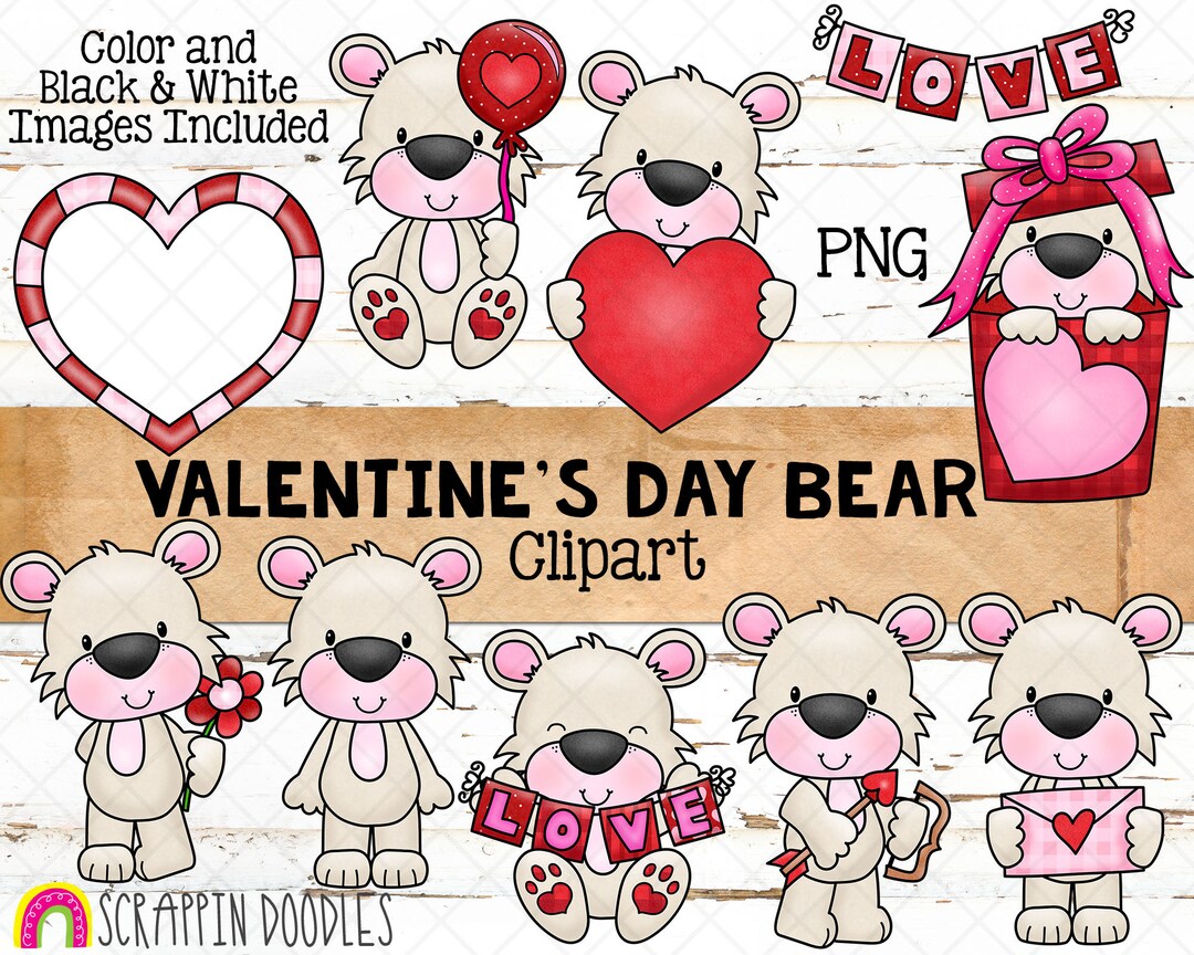 Valentine Bear Clipart - Valentine's Day Bears - Valentines Day PNG ...
