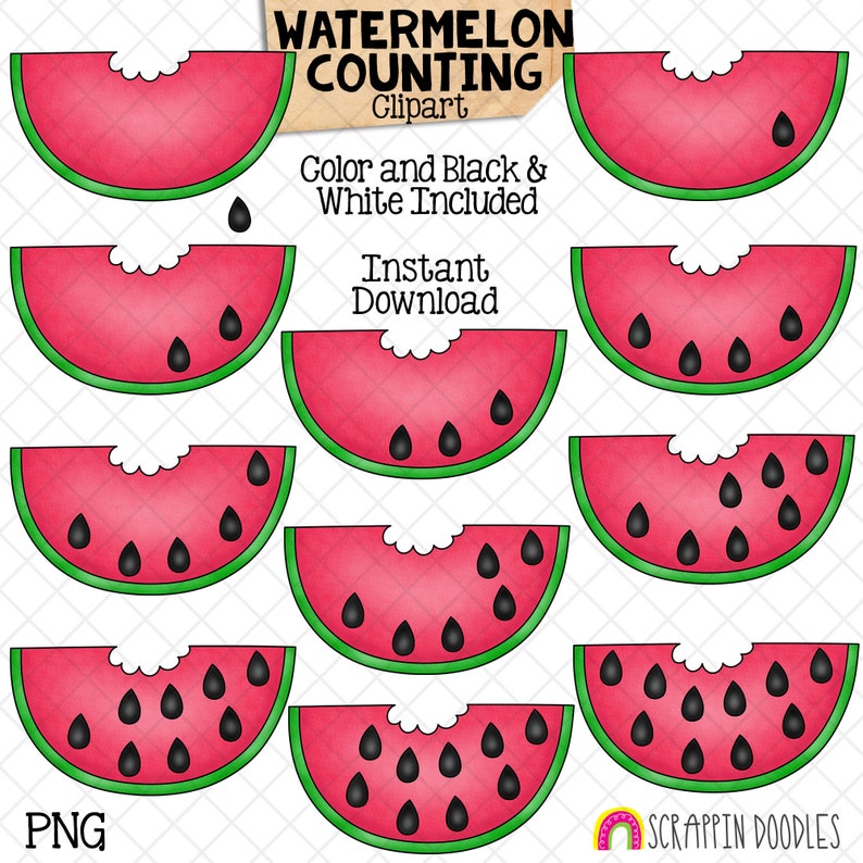 Counting Watermelon Seeds Clipart Summer Watermelon Counting Seasonal ...