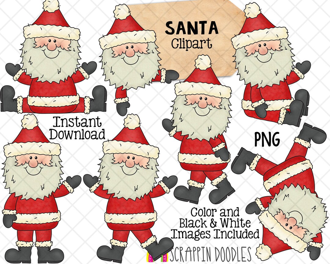Santa Claus Clipart Santa Poses Clip Art Instant Download - Etsy