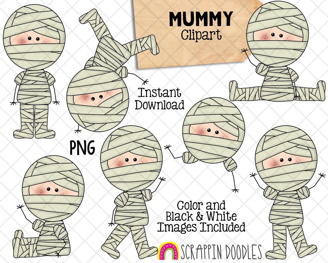 Mummy Clipart Mummy PNG Halloween Graphics Commercial Use Sublimation ...