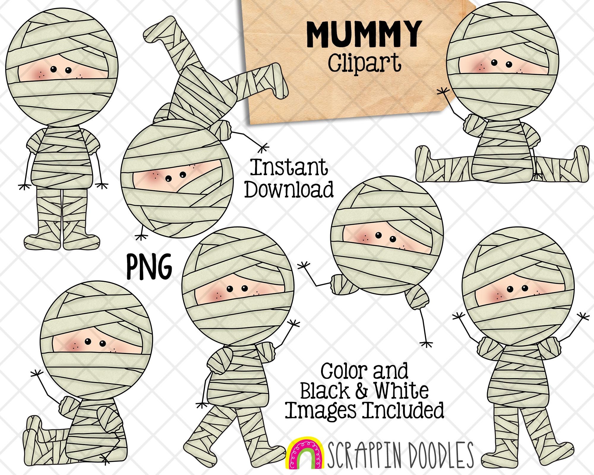 Mummy Clipart Mummy PNG Halloween Graphics Commercial Use Sublimation ...