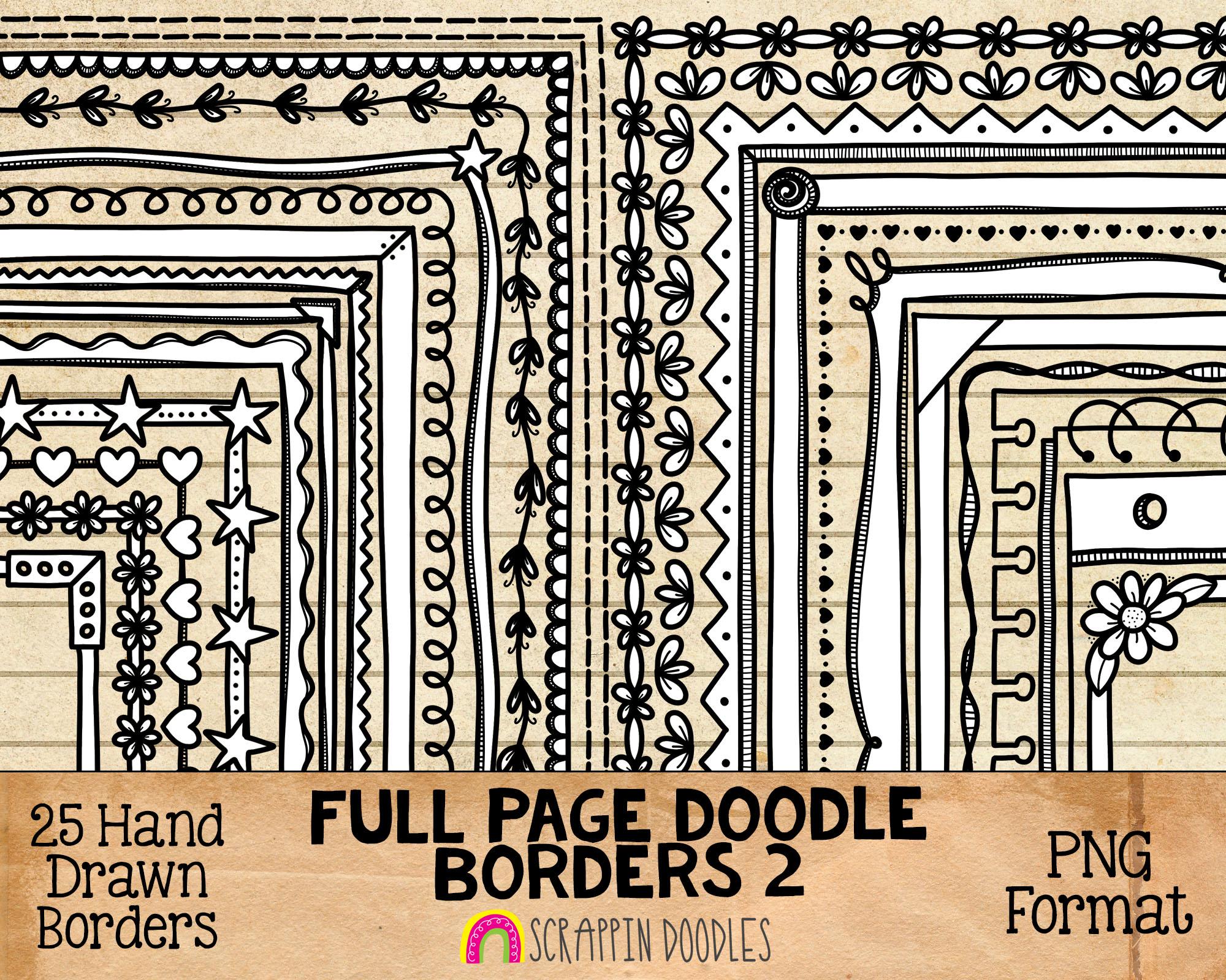 Doodle Borders 2 Clipart - Full Page Hand Drawn Frames - Cover Page ...