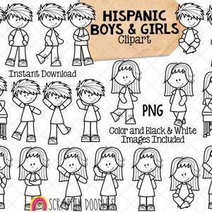 Hispanic Boys and Girls Kids Clipart - Multi Cultural Children Posing ...