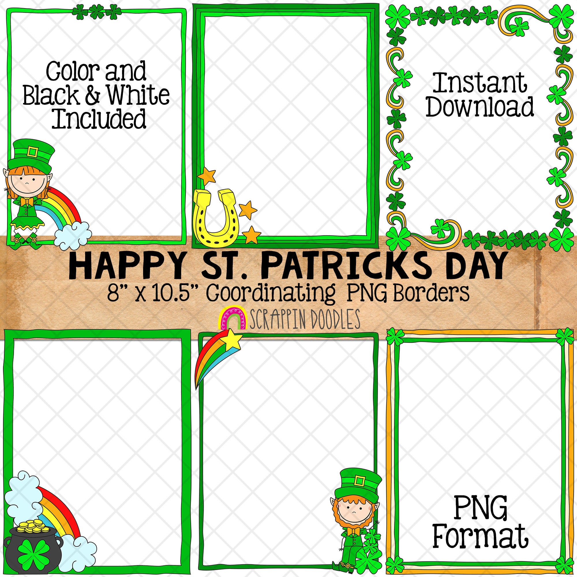 Happy St Patrick's Day Clip Art Bundle Backgrounds Borders Cover Pages ...