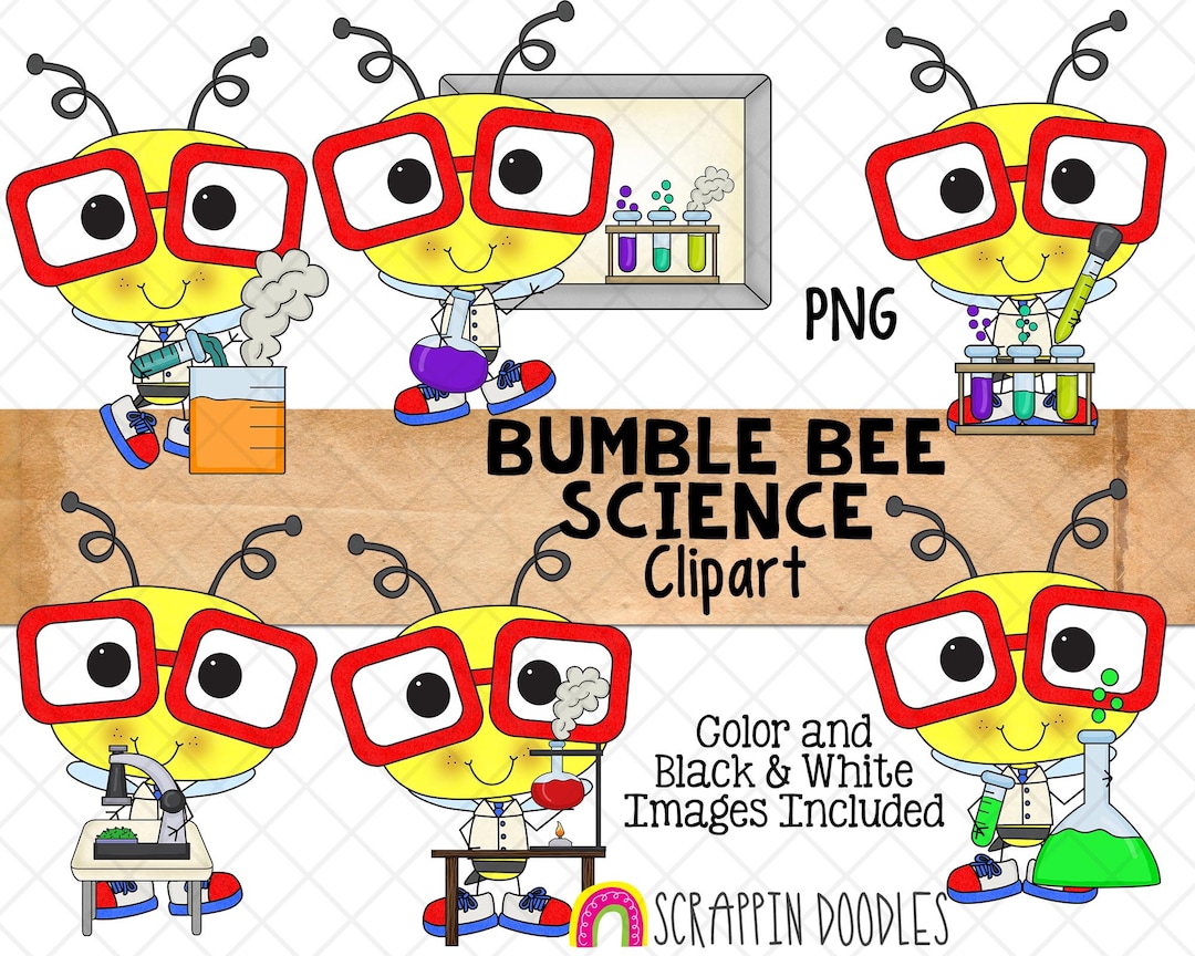 Bumble Bee Science Clipart - Commercial Use - Sublimation - Hand Drawn ...