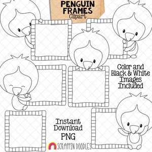 Penguin Frames Clipart - Penguins Holding Frames - Winter Baby Penguin ...