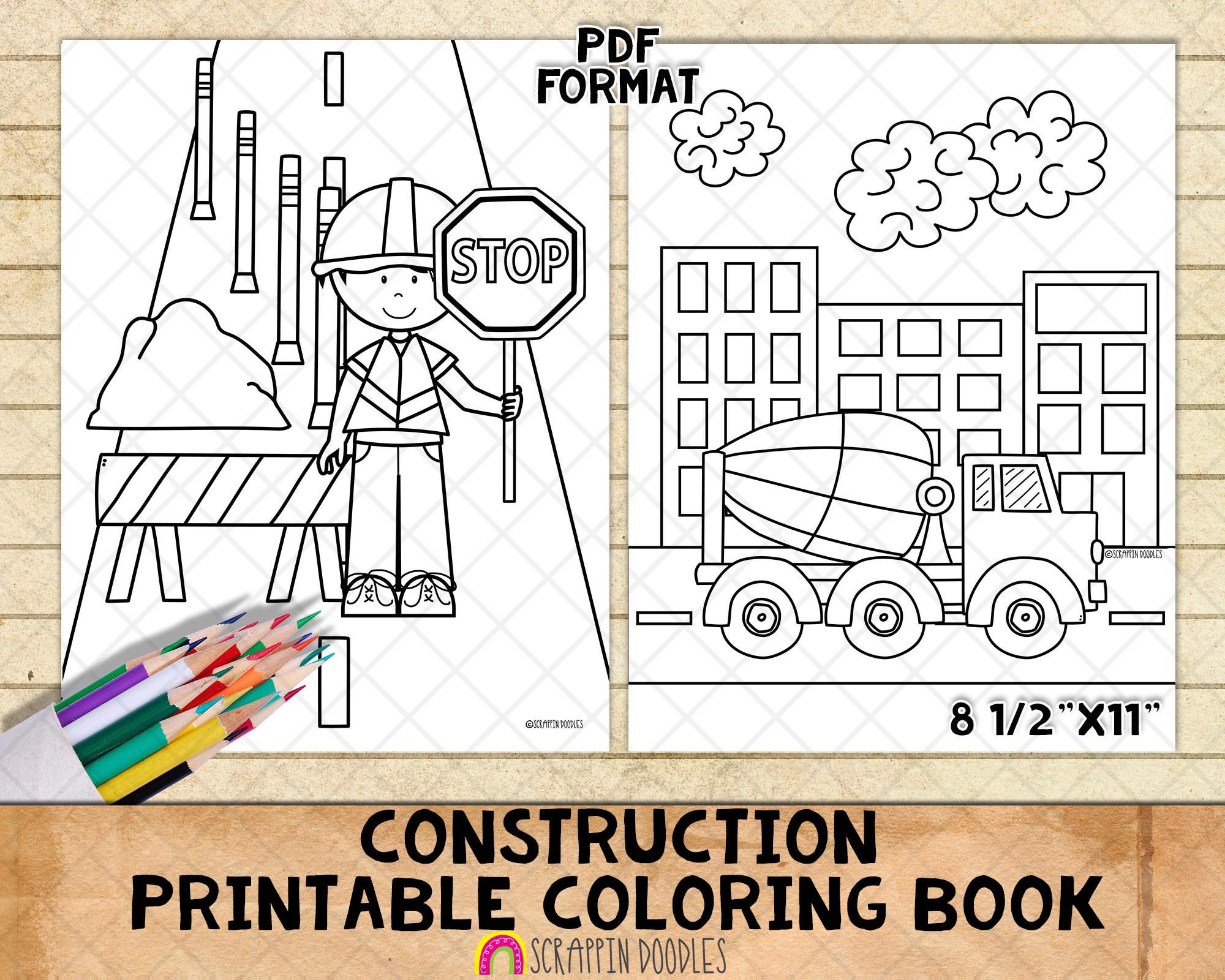 Construction Coloring Book Kids Coloring Pages Printable PDF - Etsy