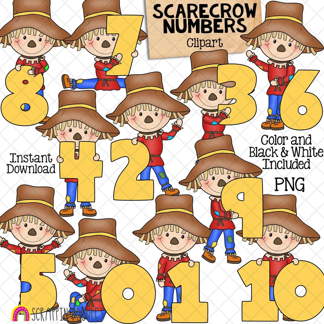 Scarecrow Numbers Clip Art - Scarecrows Holding Numbers Clipart ...