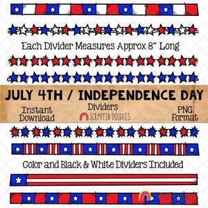July 4th Clipart Bundle - Backgrounds - Borders - Frames - Dividers ...