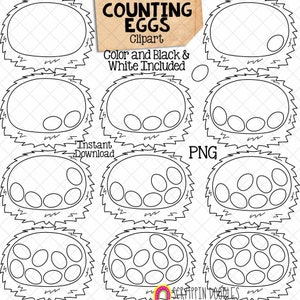 Counting Eggs in A Nest Clipart - Spring Bird Egg Counting - Seasonal ...