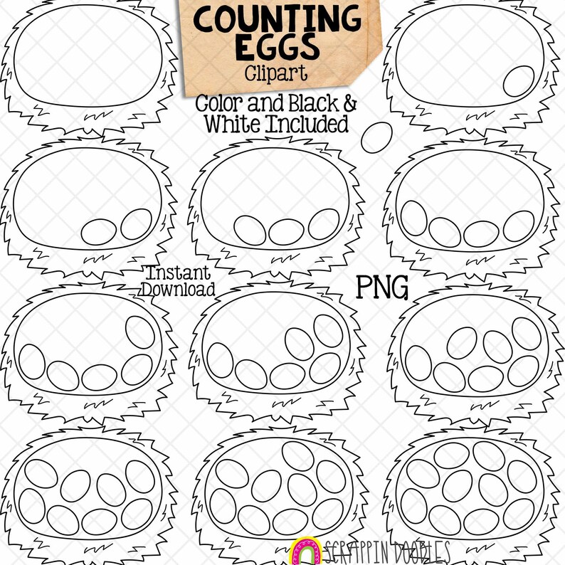 Counting Eggs in A Nest Clipart - Spring Bird Egg Counting - Seasonal ...