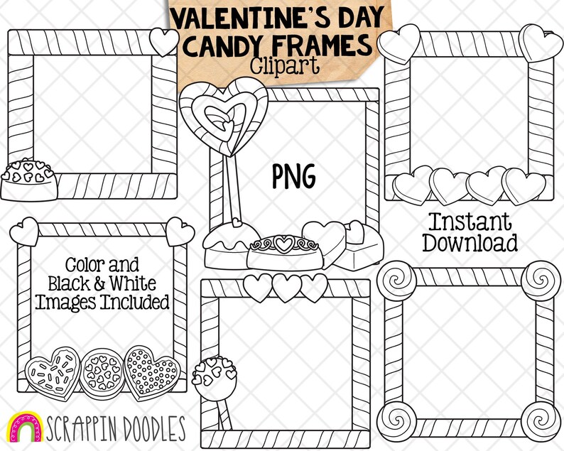 Valentines Day Candy Frames Clipart Valentine Border Graphics Chocolate ...