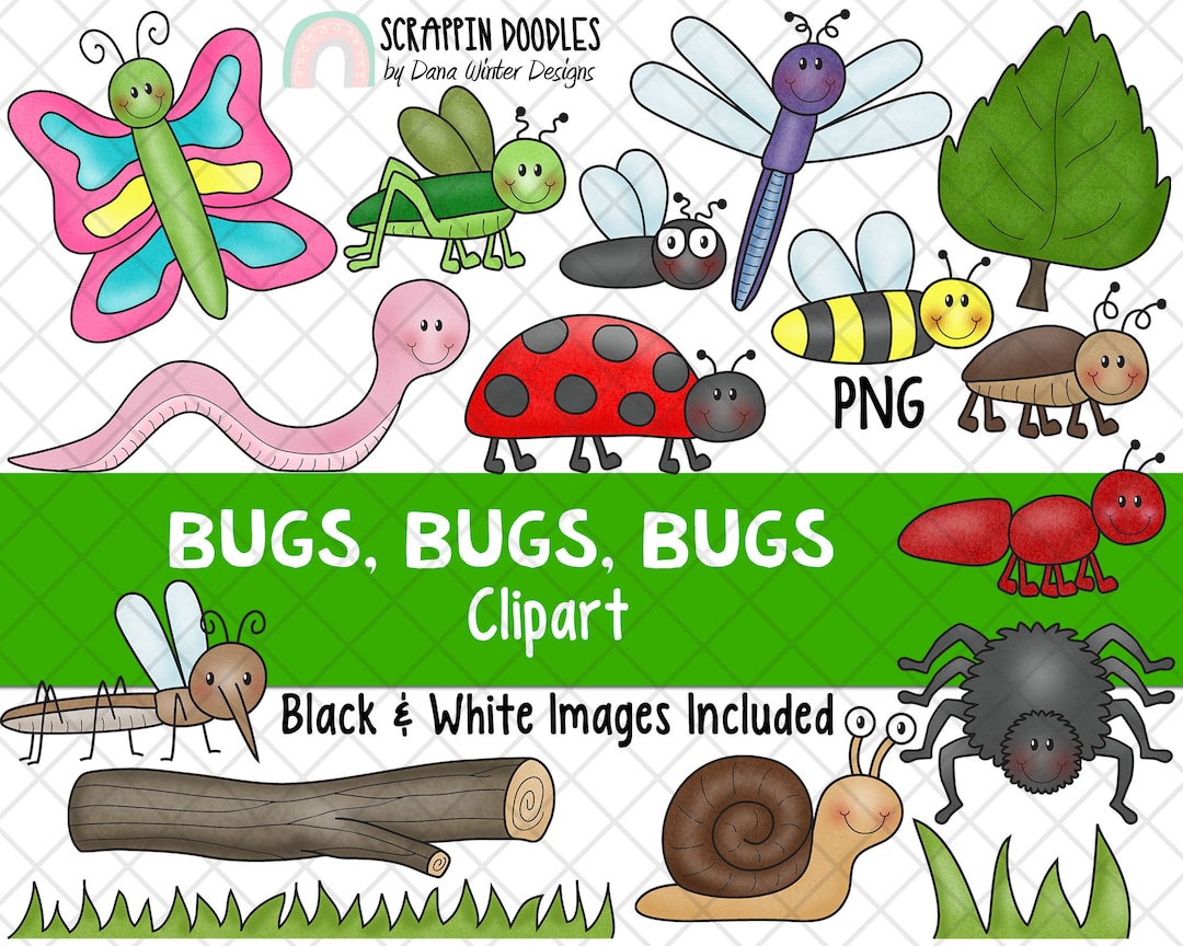 Insect Clipart - Bug Clipart - Catching Bugs - Hand Drawn Clipart ...