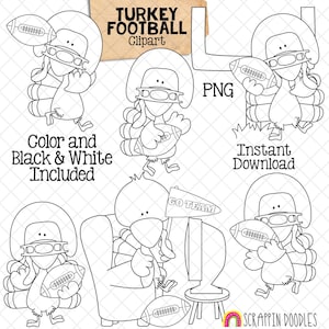Turkey Clipart - Turkeys Playing Football Clip Art - Cute Turkeys ...