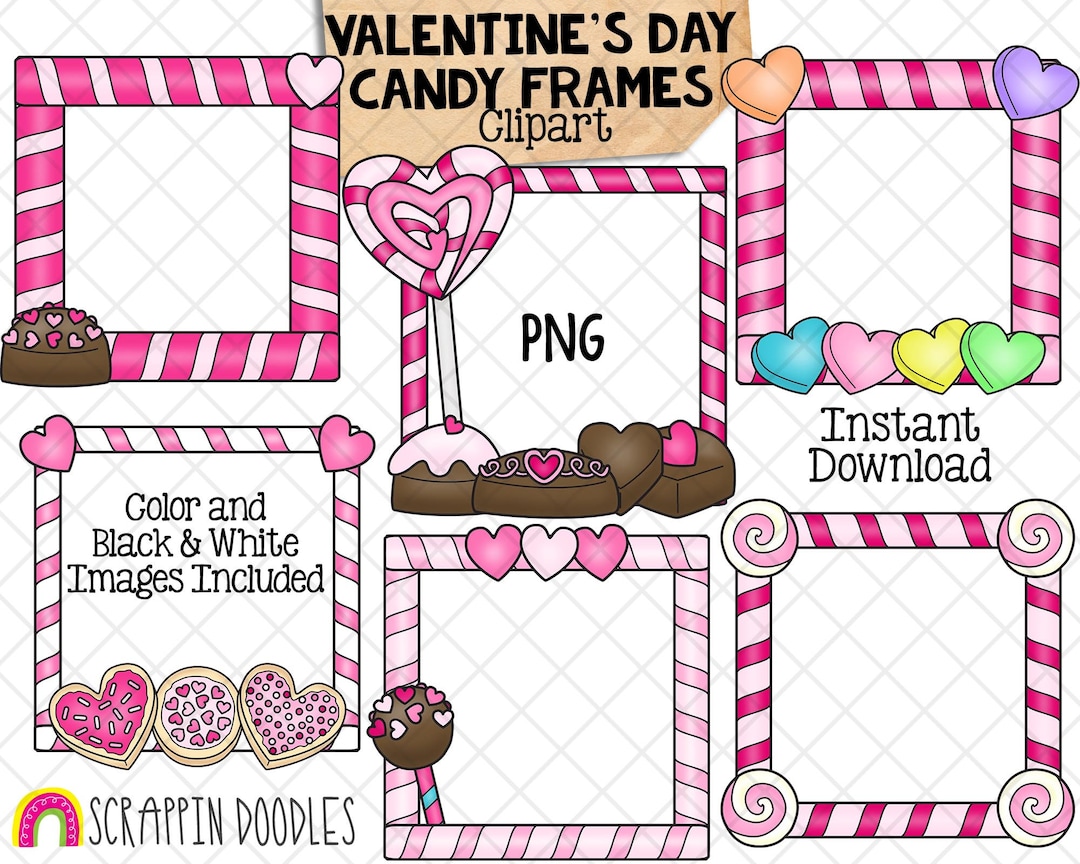 Valentines Day Candy Frames Clipart - Valentine Border Graphics ...