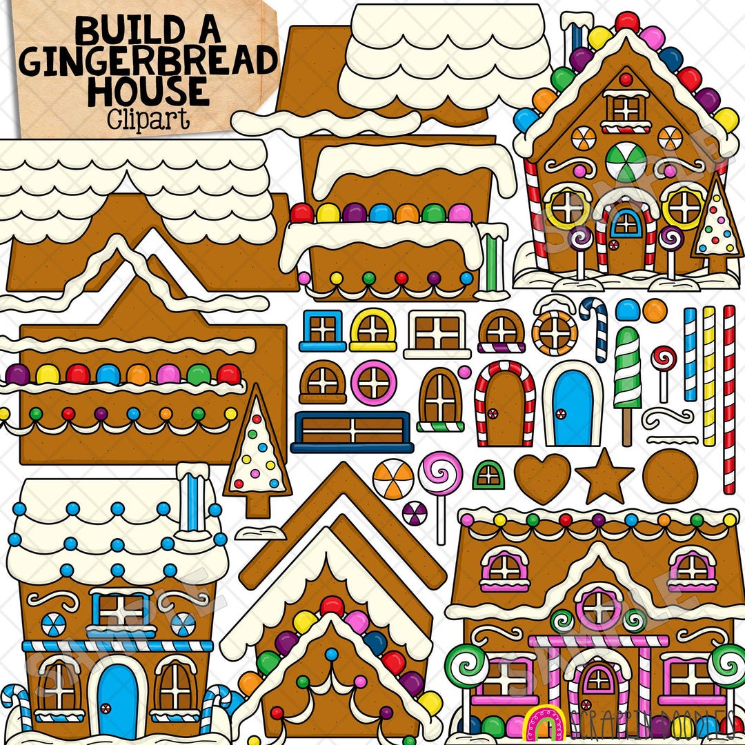 Build a Gingerbread House Clipart - Christmas Cookies - Candy - Winter ...
