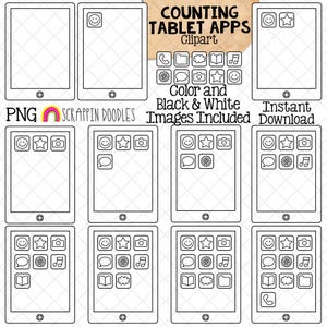 Counting Tablet Apps Clipart - School Counting - Tablet Applications ...