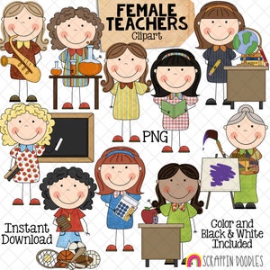 Female Teachers Clip Art Woman Teaching Science Math Music Language ...