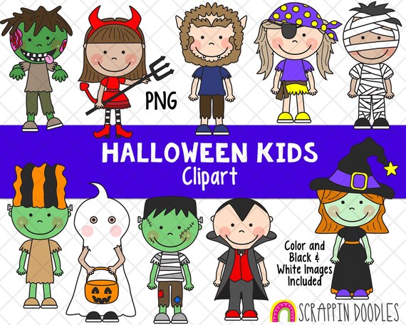 Halloween Kids Clipart Halloween Graphics Halloween | Etsy